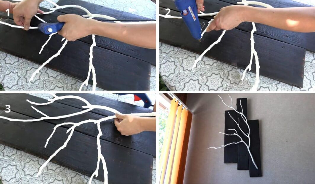 ¡NO GASTARÁS MUCHO! DECORA TUS PAREDES CON RAMAS SECAS Y TABLAS VIEJAS ...