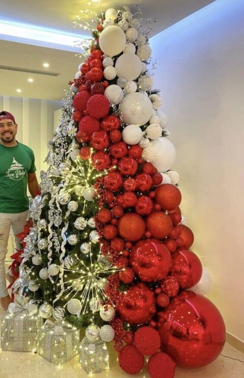 CÓMO DECORAR UN ÁRBOL DE NAVIDAD CON ESFERAS GIGANTES. ¡AQUÍ 16 IDEAS ...