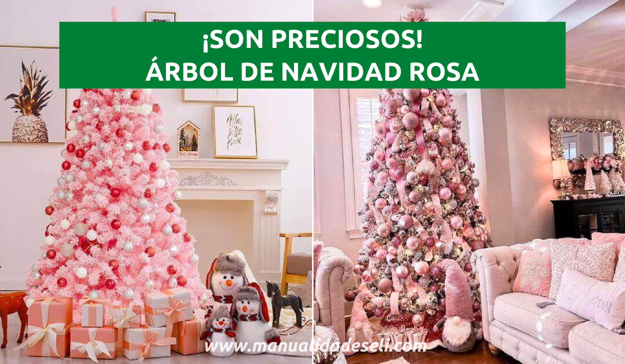 ¡Son Preciosos Los Árboles De Navidad En Color Rosa! Aquí 15 Ideas | Manualidades eli