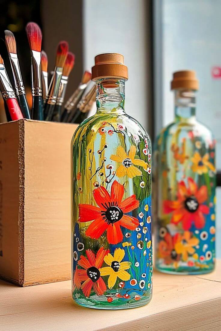 Ideas De Pintado De Botellas De Vidrio Que Añadirán Un Toque Único A ...
